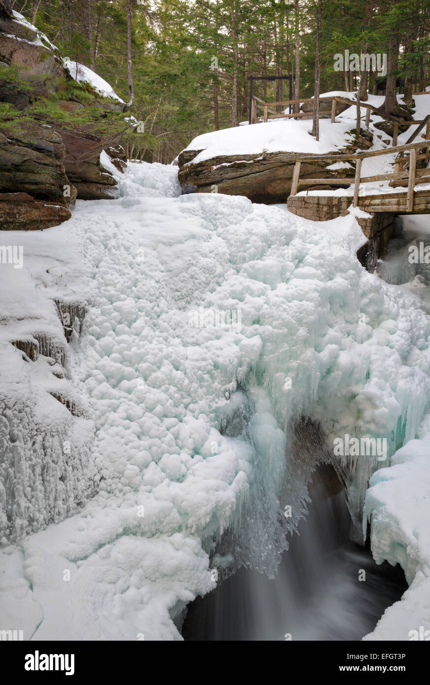 Sabbaday Falls during the winter months. These falls are located off ...