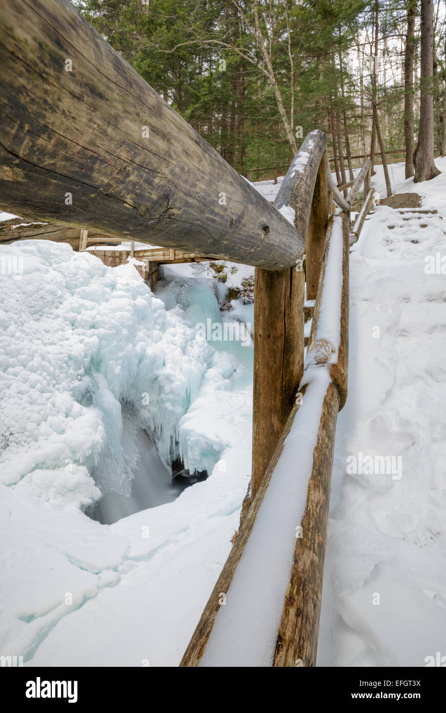 Sabbaday Falls during the winter months. These falls are located off ...