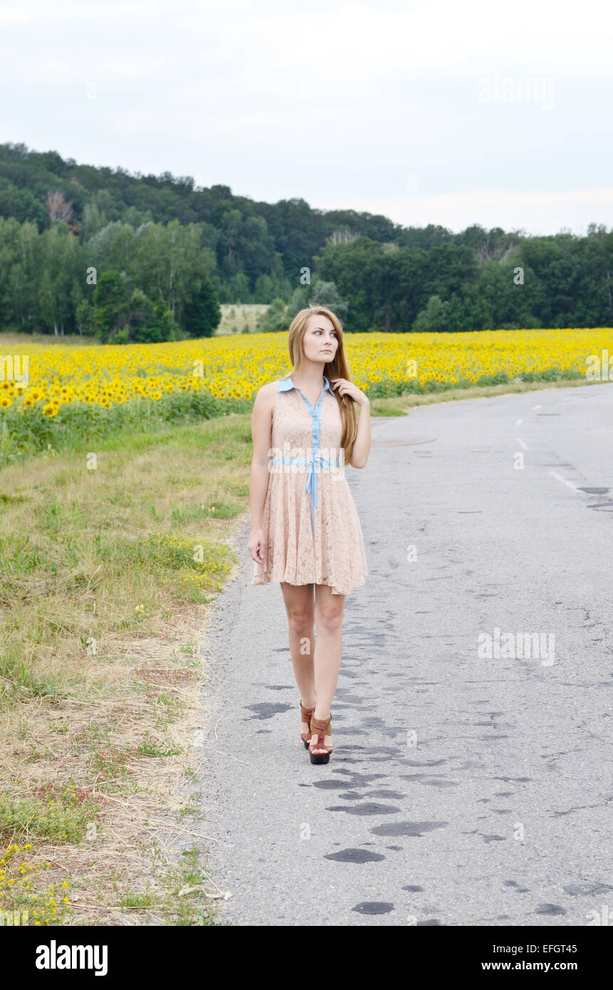 Adult caucasian female walking alone hi-res stock photography and ...