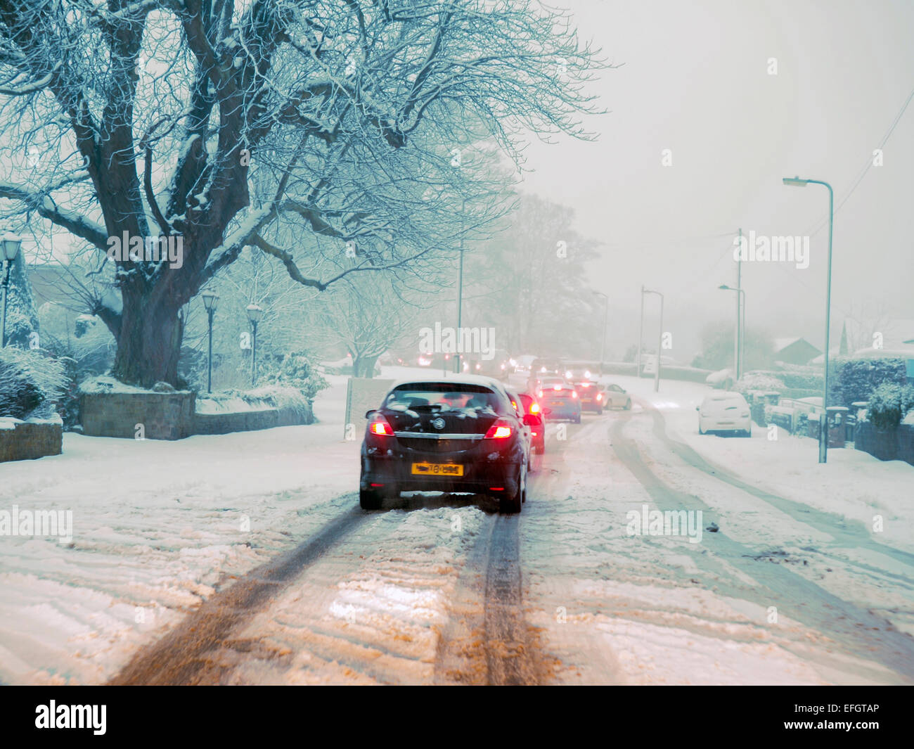 British roads after heavy snowfall in Northern England Stock Photo - Alamy