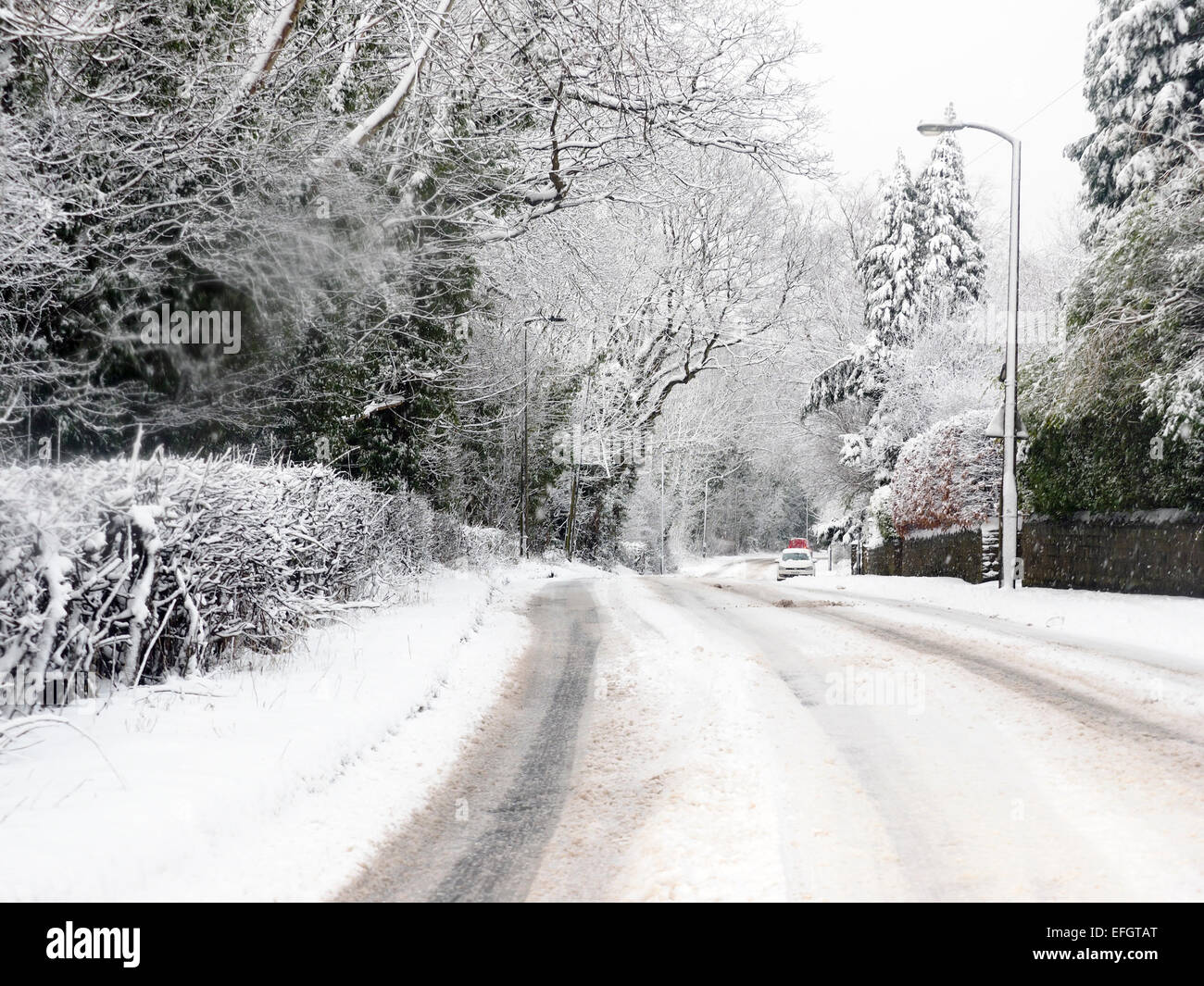 British roads after heavy snowfall in Northern England Stock Photo - Alamy