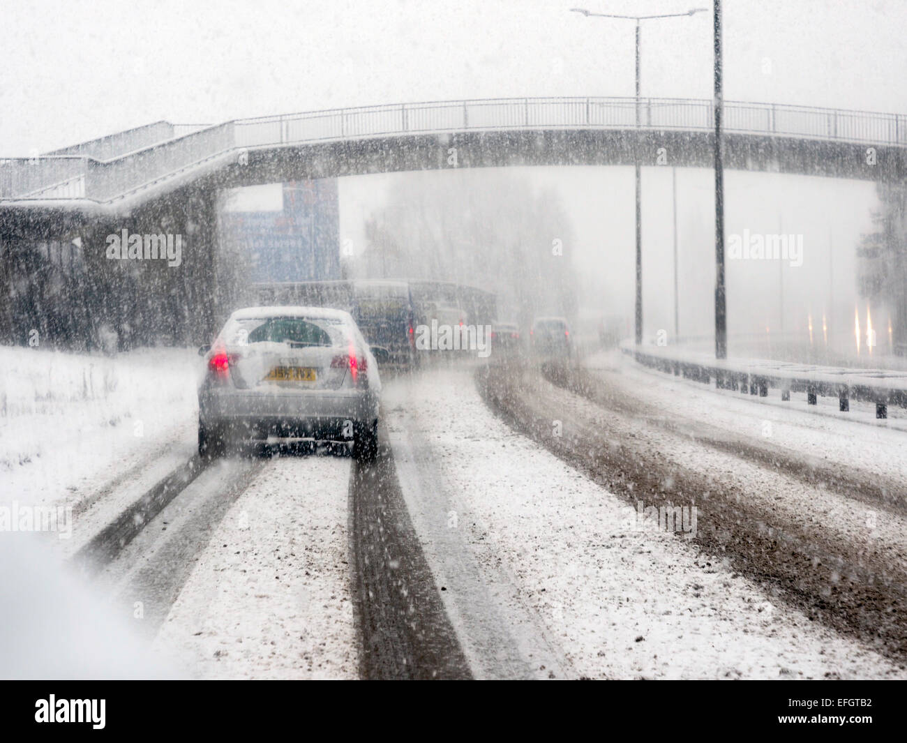 British roads after heavy snowfall in Northern England Stock Photo - Alamy
