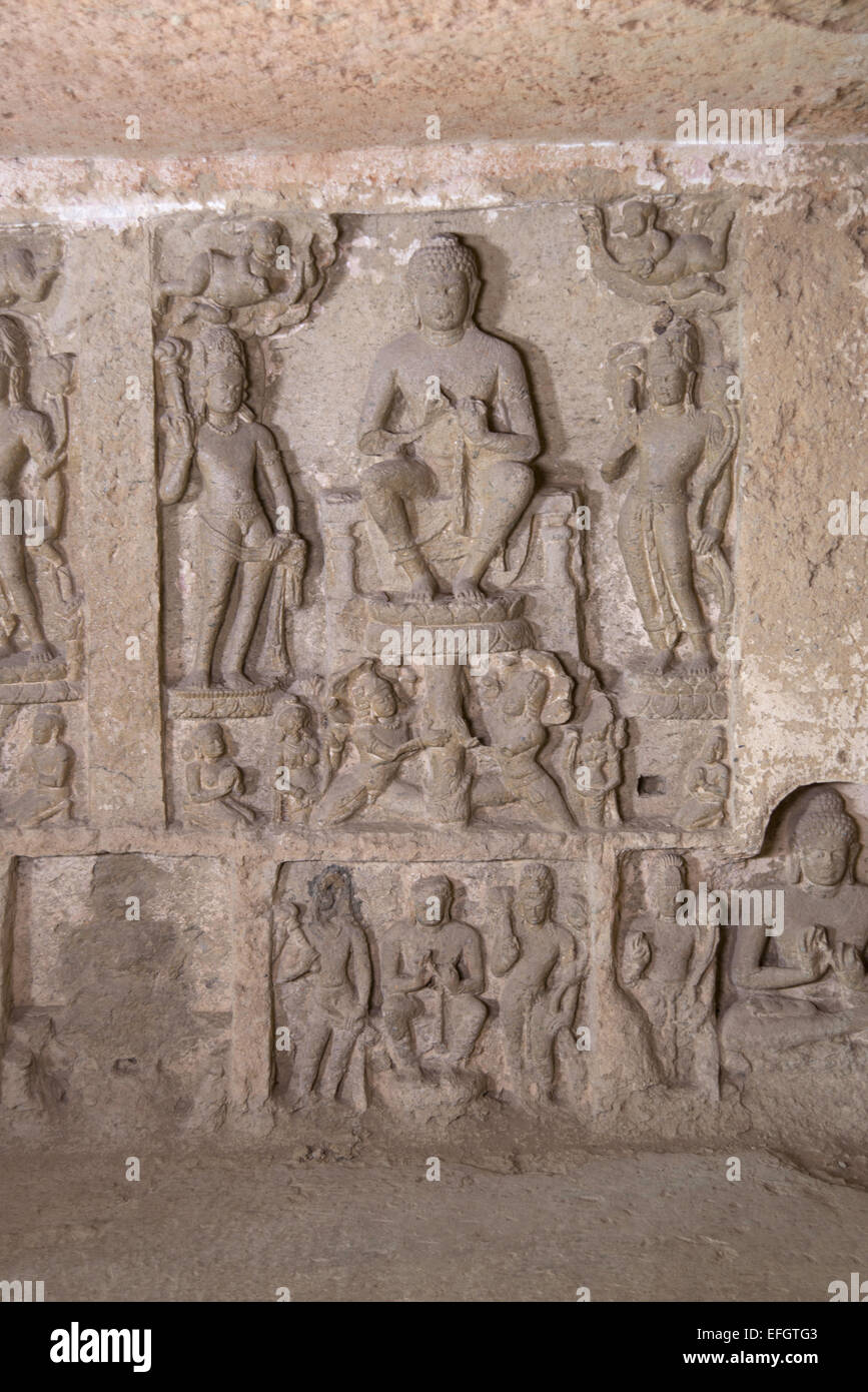 Cave 90 Panel depicting Miracle of Sravasti on the left wall, close to ...