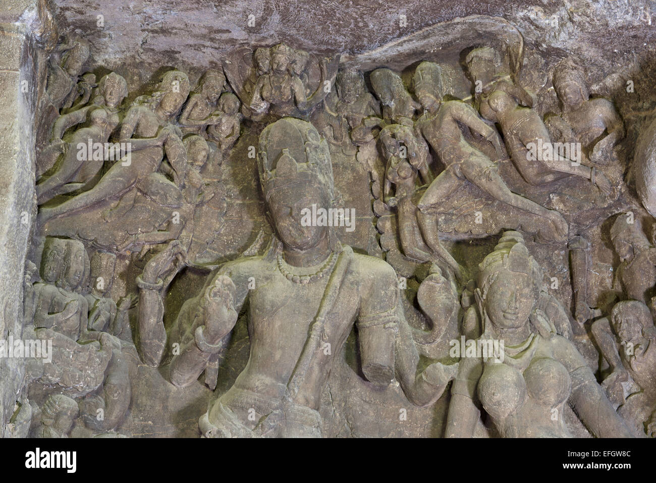 Cave 1 Gangadhara Shiva - descent of the Ganges. Showing flying ...