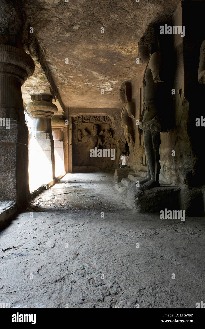 Cave 1 Andhakasura-vadha-murti, and the corridor on the West. Elephanta ...