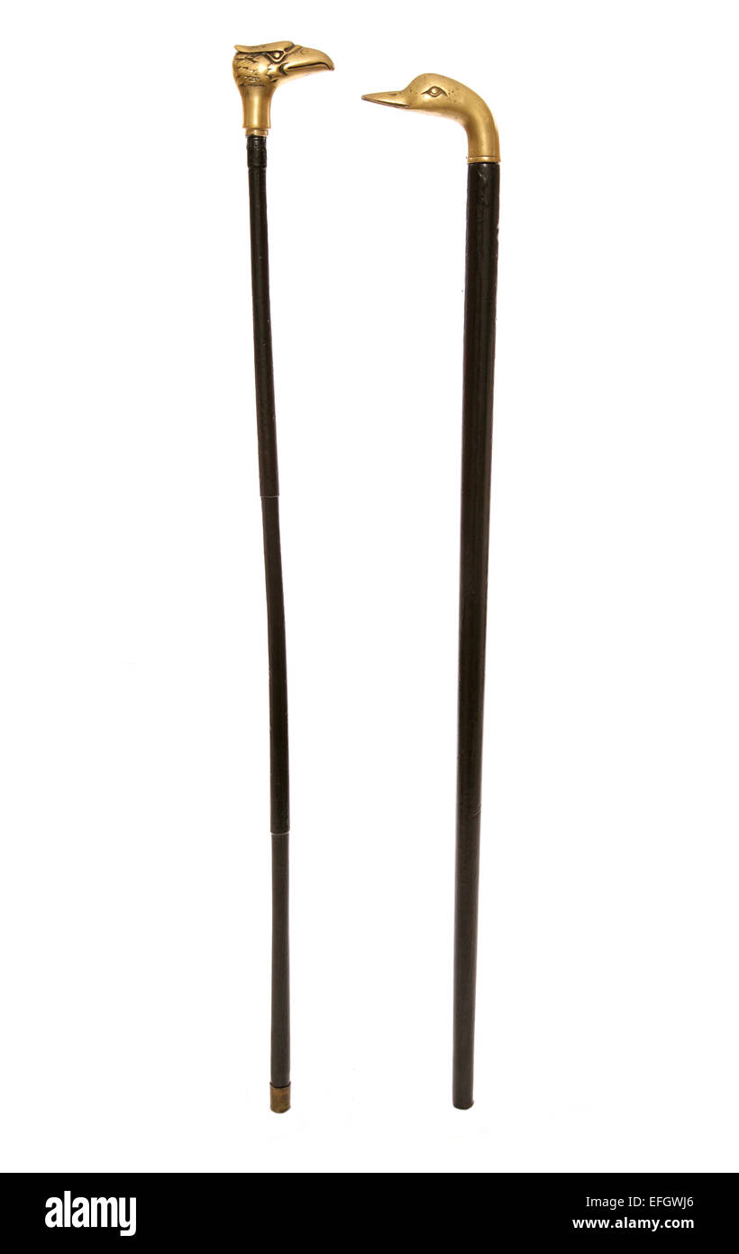 two vintage canes studio cutout Stock Photo - Alamy