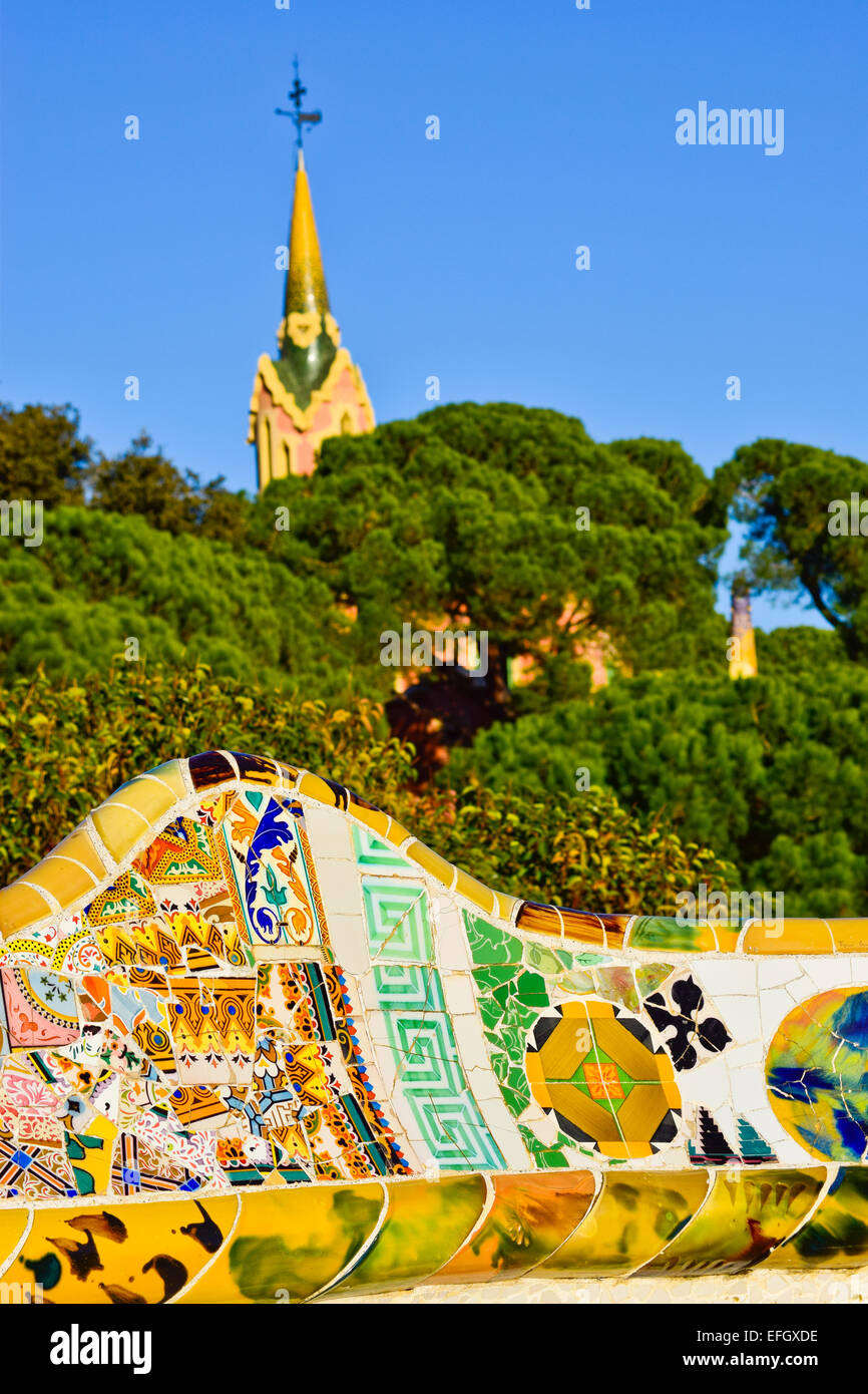 Park Guell by Antoni Gaudi architect. Barcelona, Catalonia, Spain Stock ...