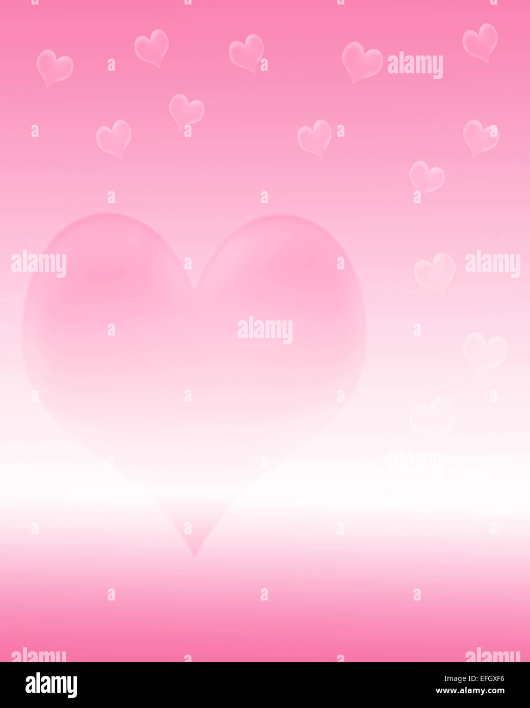A graduated pink to white background with large graduated pink heart ...
