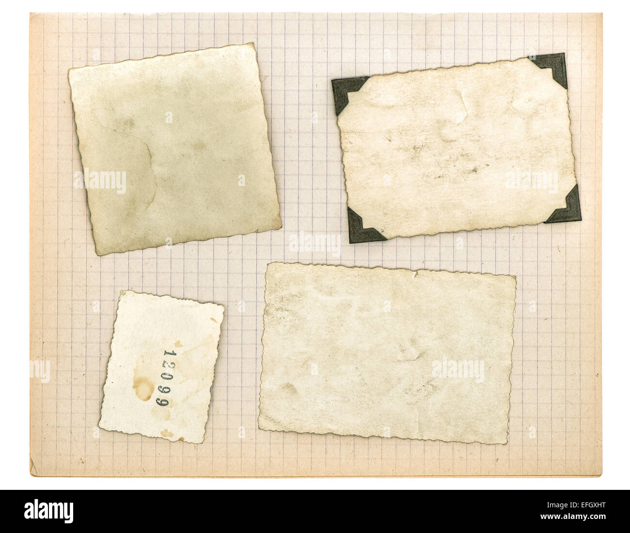 vintage photo frames and math book page isolated on white background ...