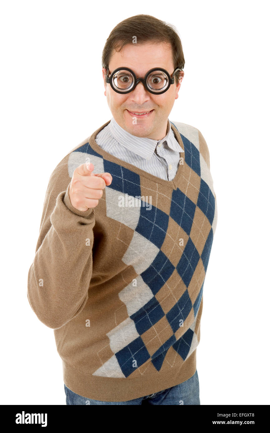geek man isolated on white background Stock Photo - Alamy