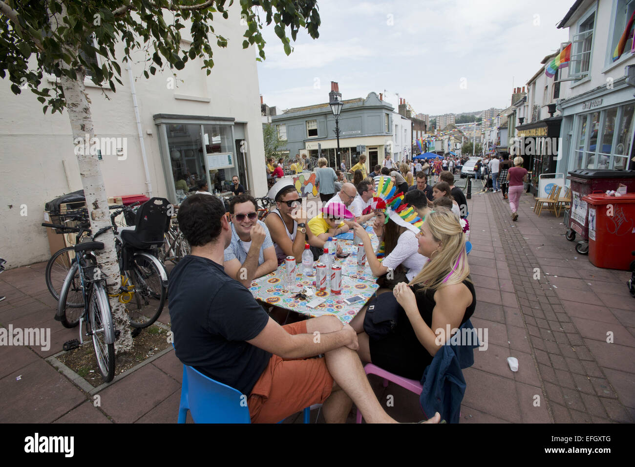 People celebrate Brighton Pride with a parade through the city ...