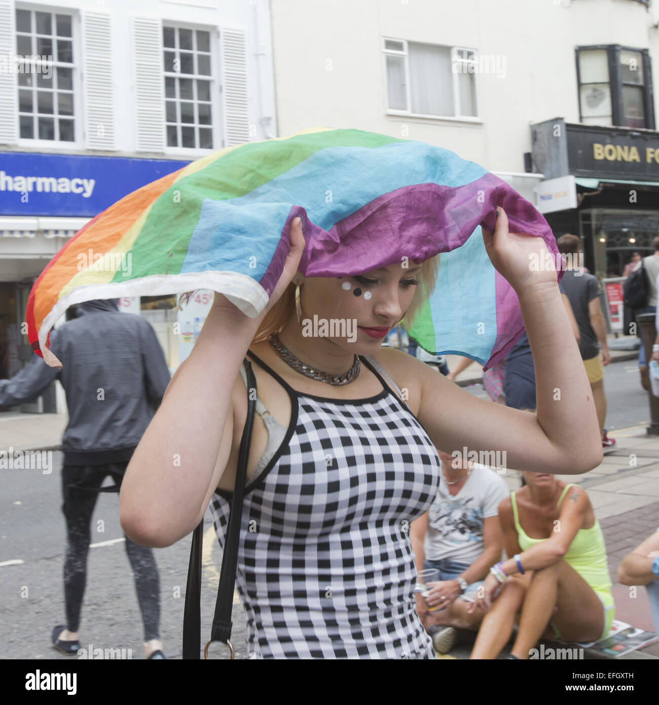 People celebrate Brighton Pride with a parade through the city ...