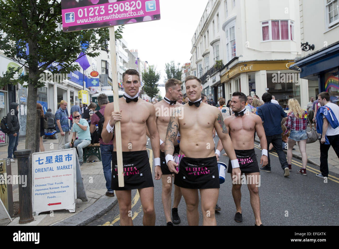 People celebrate Brighton Pride with a parade through the city ...