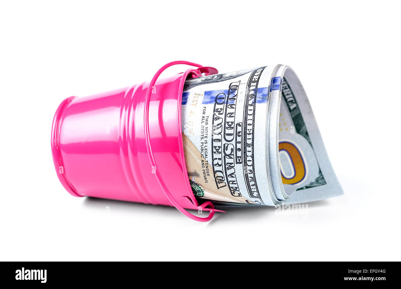 Money in a pink bucket Stock Photo - Alamy