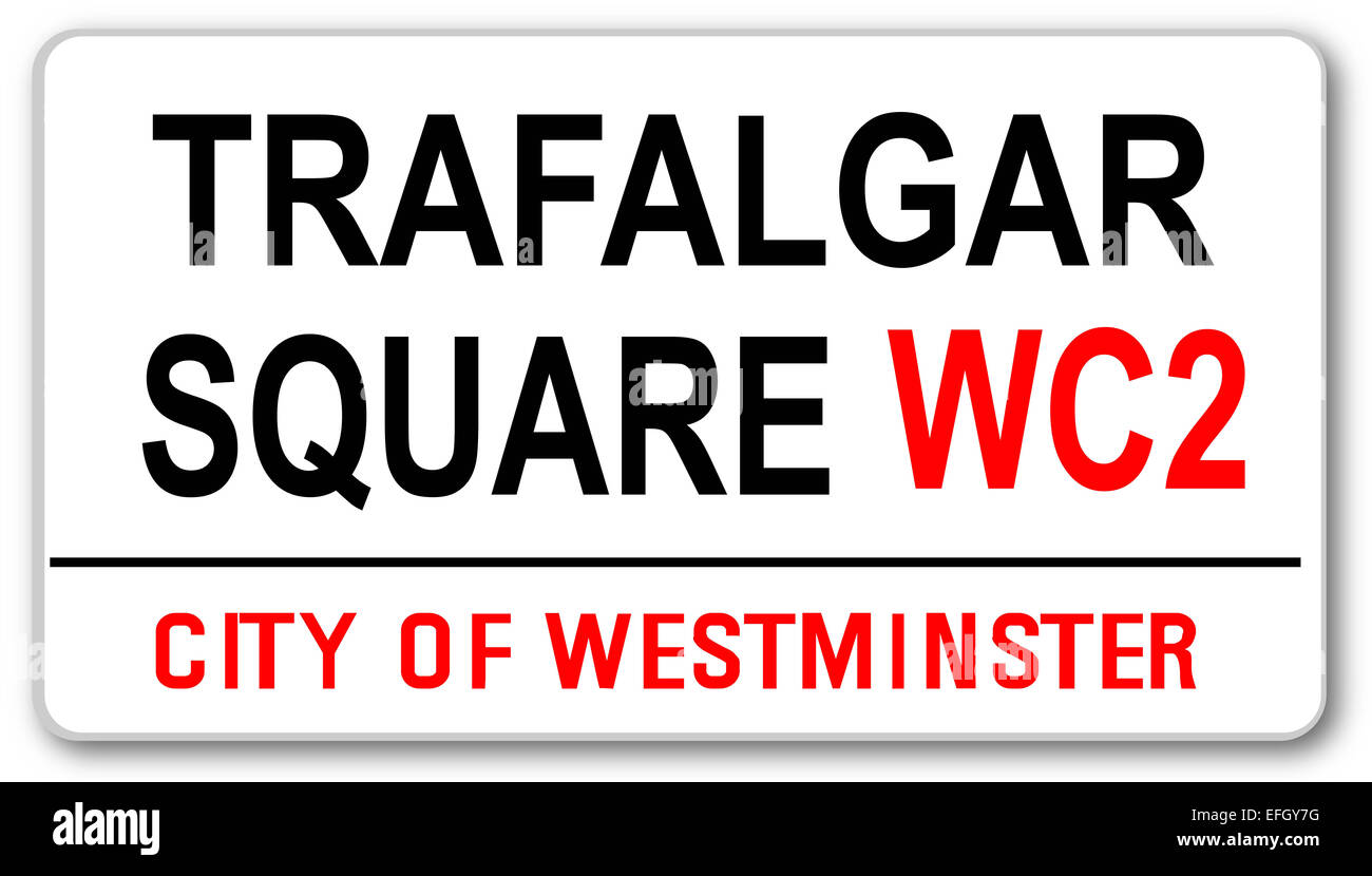 The street name sign from Trafalgar Square WC2 Stock Photo - Alamy