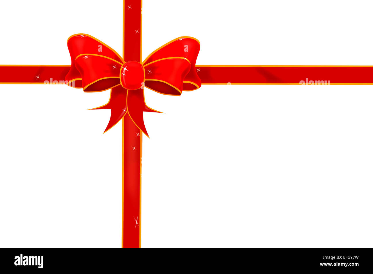 A parcel with red and gold ribbon isolated over a white background ...