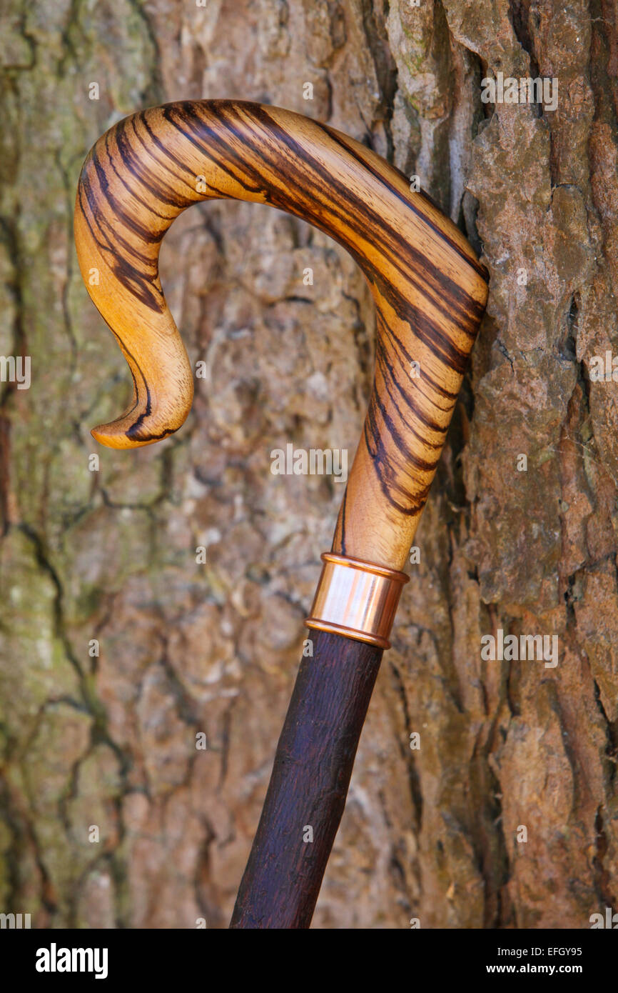 Traditional handcrafted crabapple wood shepherds crook with copper ...