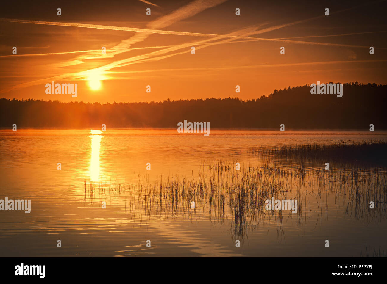 sunrise over the lake Stock Photo - Alamy