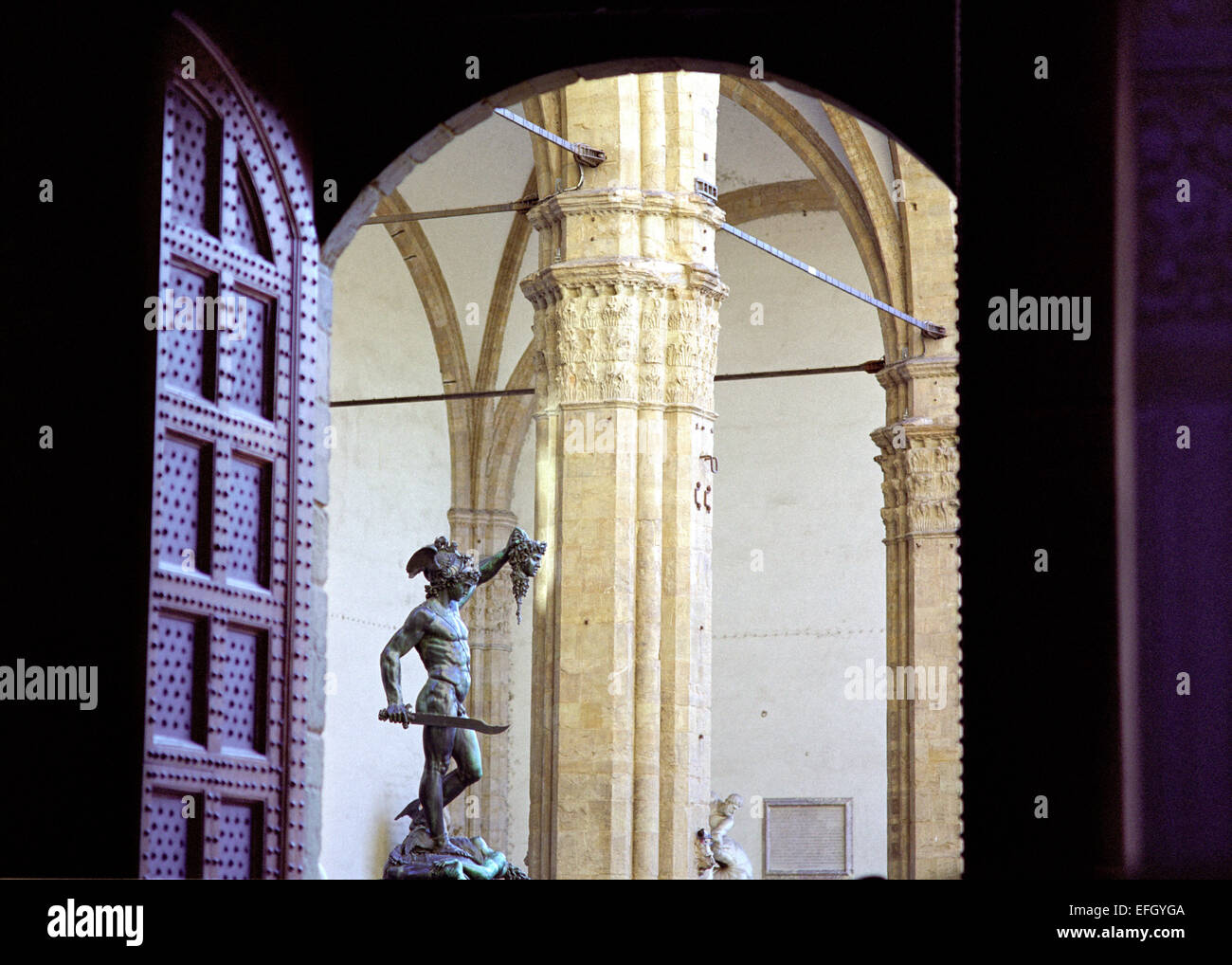 Italy, Tuscany, Florence, Signoria Square, Lanzi's Loggia, Perseus ...