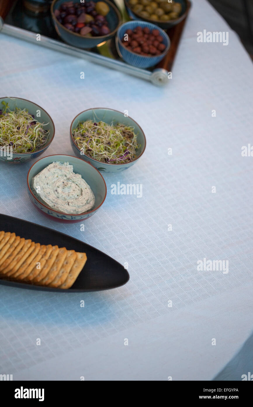Soybean germ, biscuits, olive and dried fruits Stock Photo - Alamy
