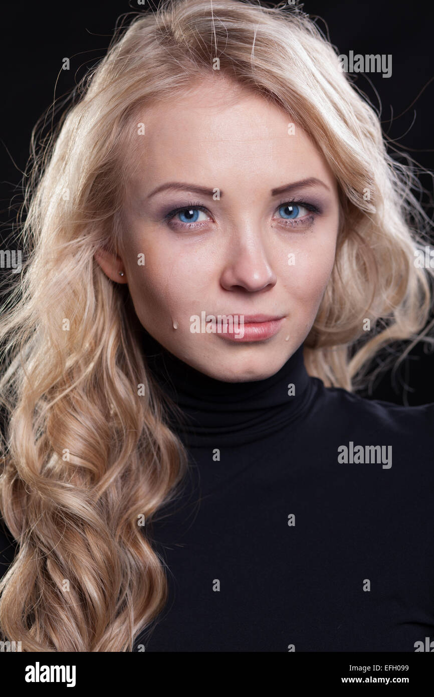 Upset crying woman. tragic expression Stock Photo - Alamy