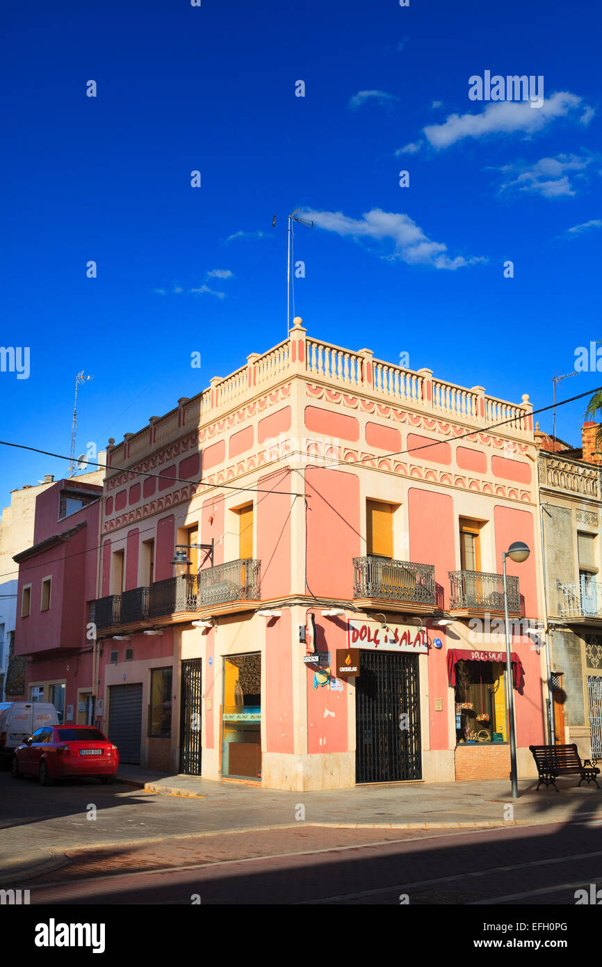 Traditional spanish commercial building in Turis Spain Stock Photo - Alamy