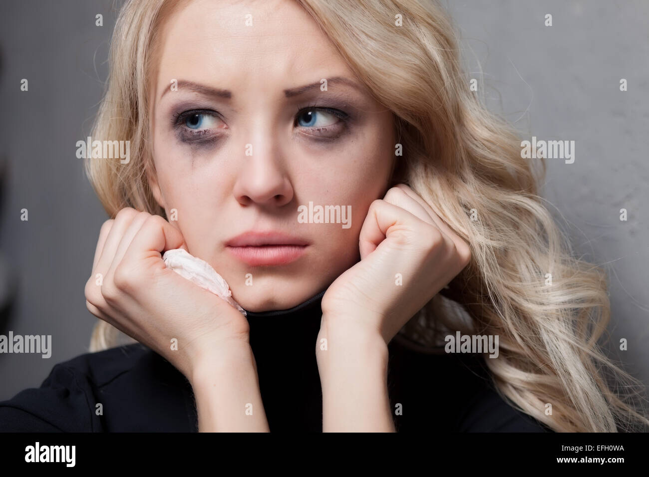 Upset crying woman. tragic expression Stock Photo - Alamy