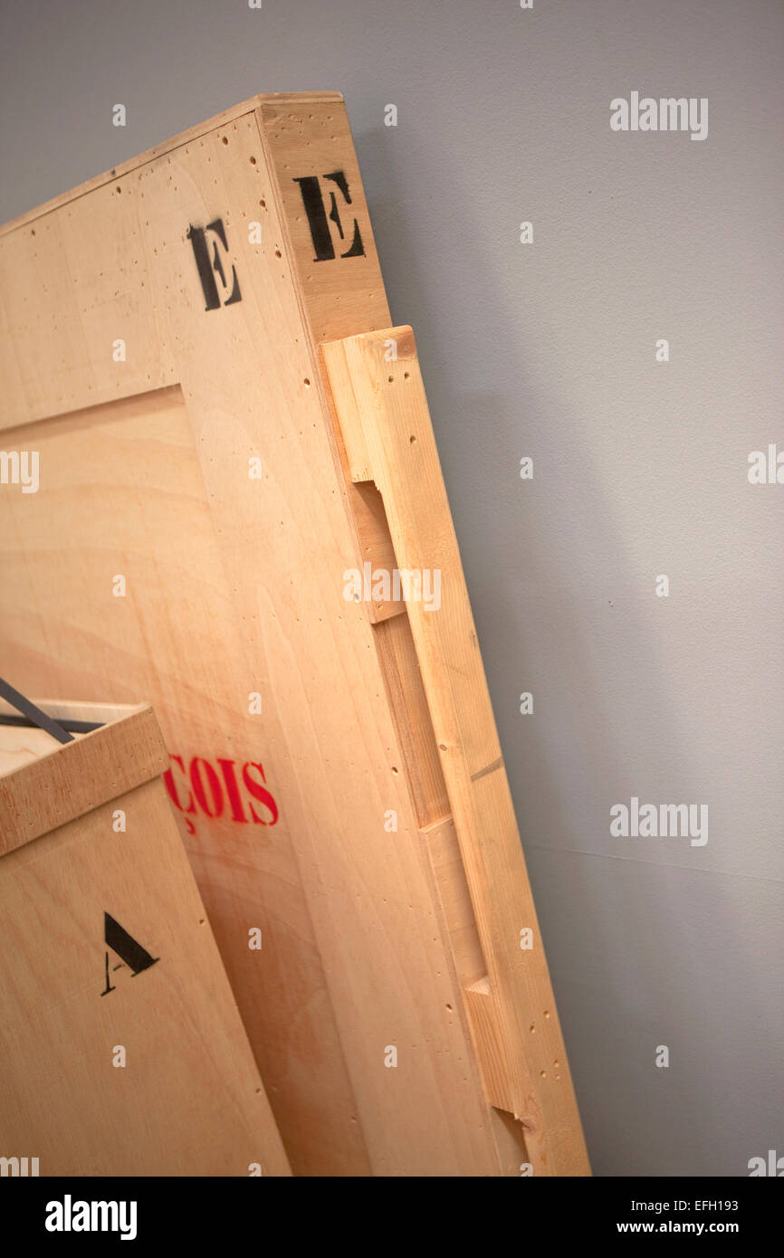 Wooden packaging in a museum Stock Photo - Alamy