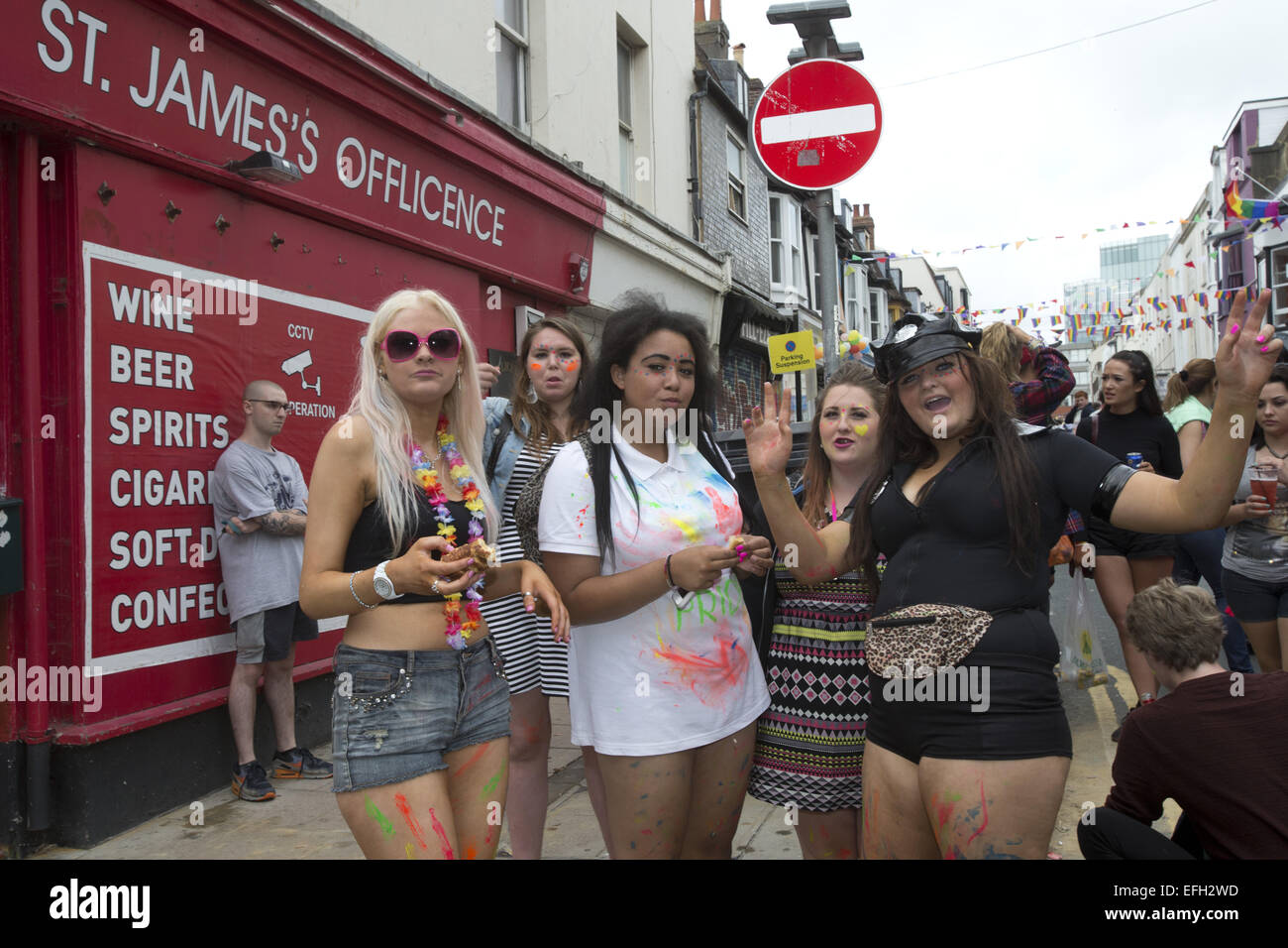People celebrate Brighton Pride with a parade through the city ...