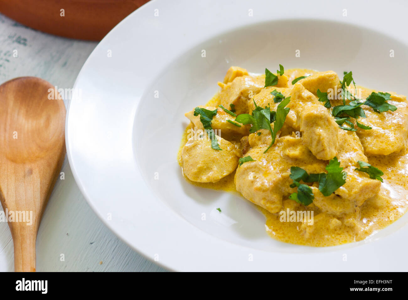 chicken curry with boiled rice and spices Stock Photo - Alamy