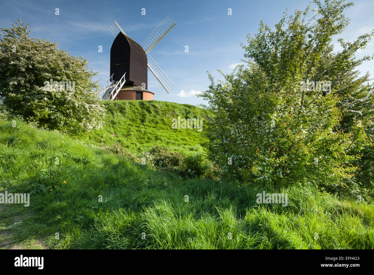 Brill windmill standing amongst the old clay workings of Brill Common ...