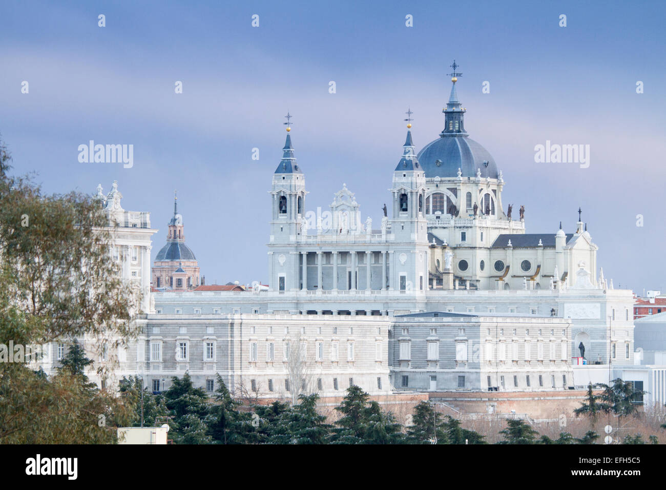 La Almudena cathedral and Royal Palace, Madrid, Spain Stock Photo - Alamy
