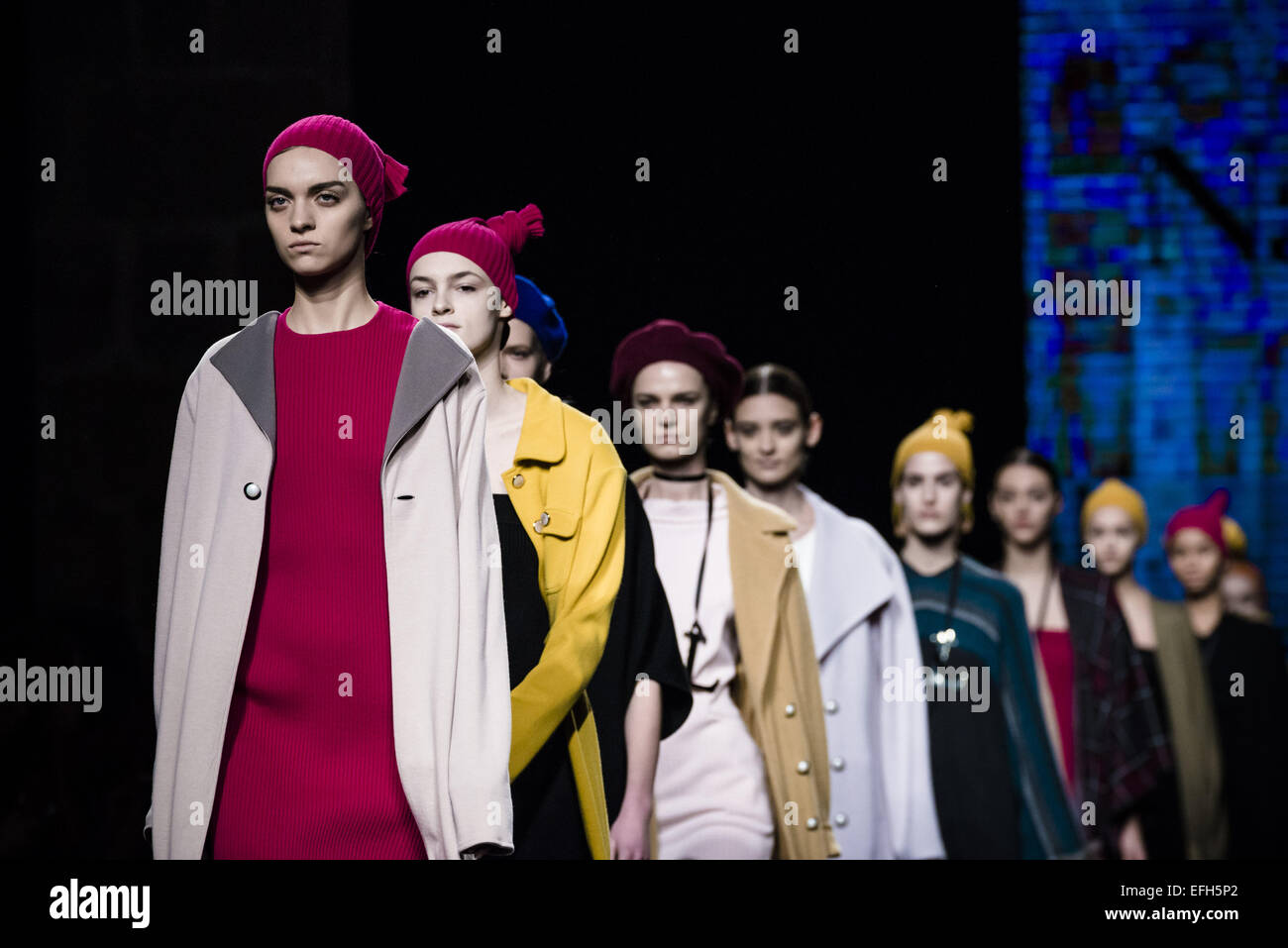 Barcelona, Spain. 4th February, 2015. Models on the catwalk present the ...