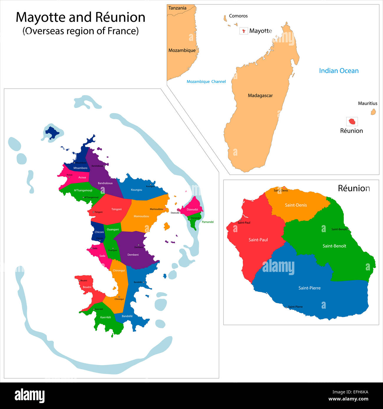 Reunion And Mayotte Map Stock Photo Alamy Reunion And Mayotte Map Stock Photo Alamy