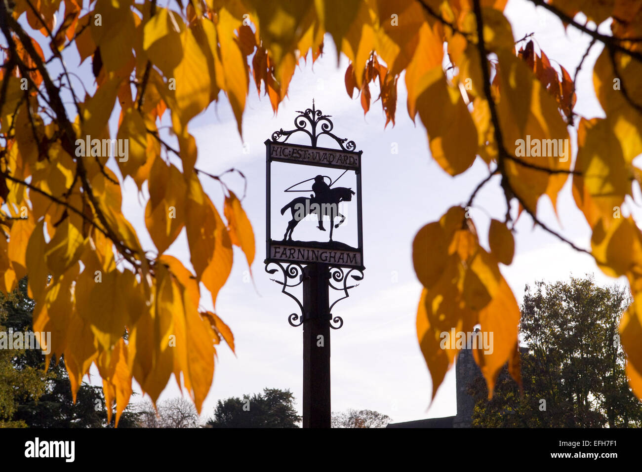 Farningham village sign Stock Photo - Alamy