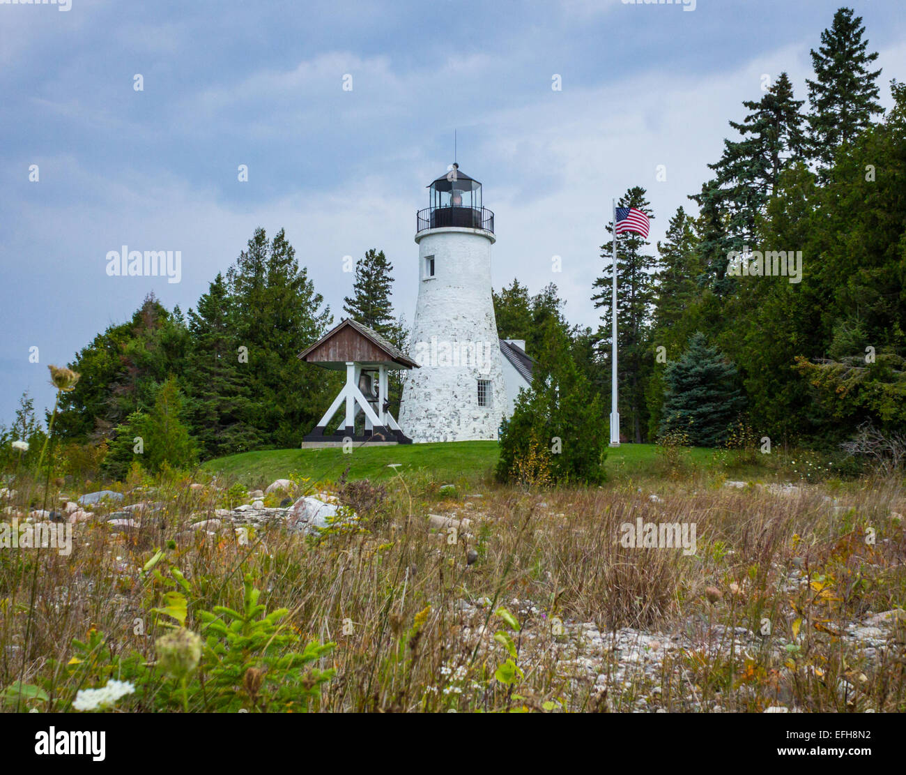 Michigan's Old Presque Isle Lighthouse on Lake Huron Stock Photo - Alamy