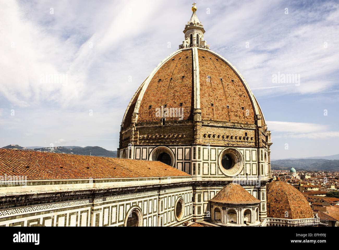 Top view on the Duomo and the historical center of Florence, Ital Stock ...