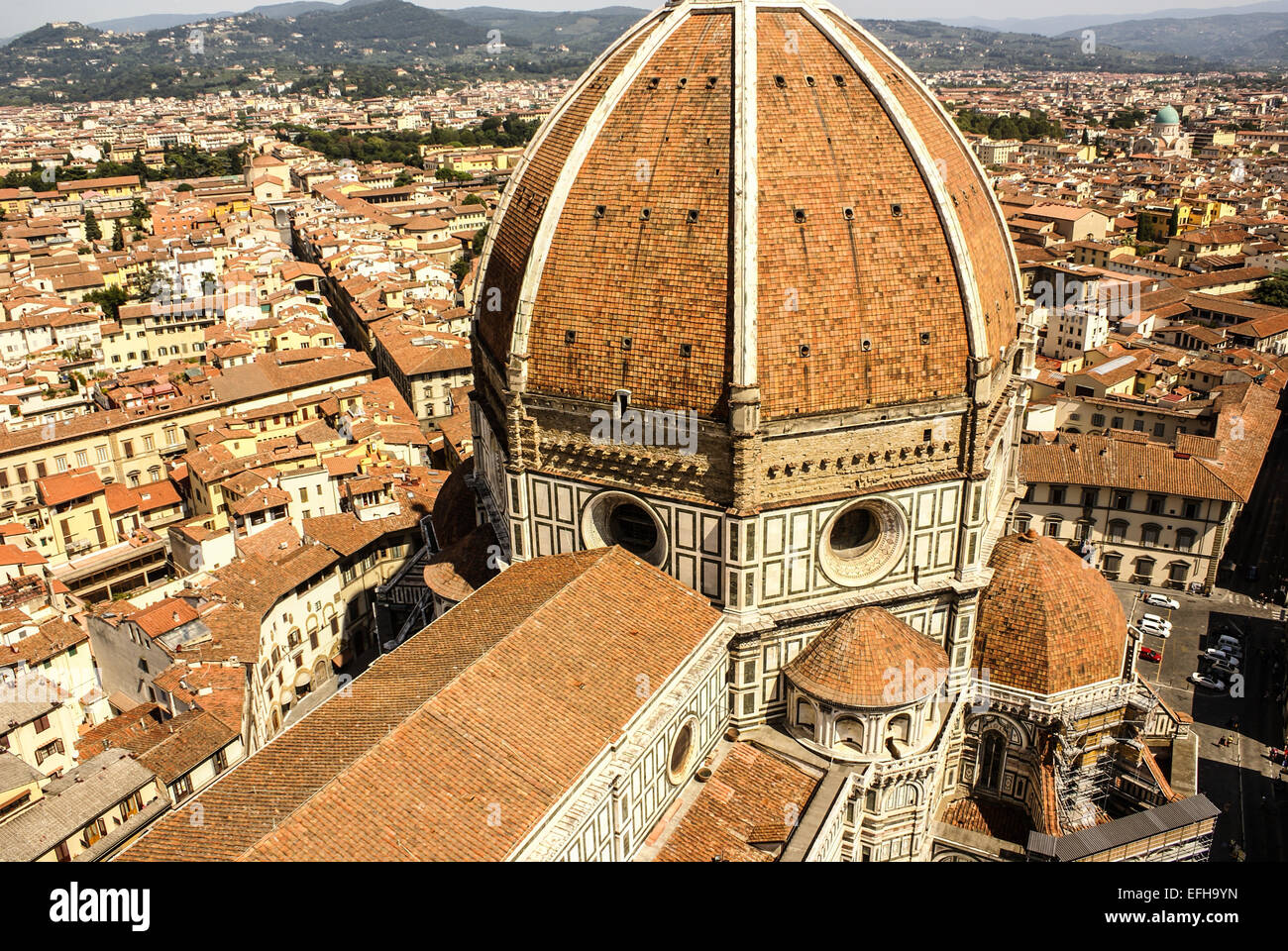 Top view on the Duomo and the historical center of Florence, Ital Stock ...