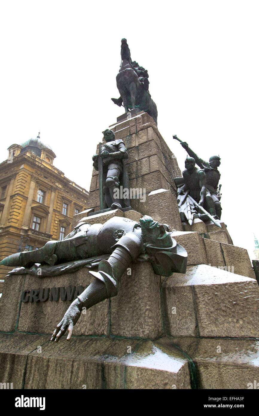 Snow Covered Battle of Grunwald Monument, Matejko Square, Krakow ...