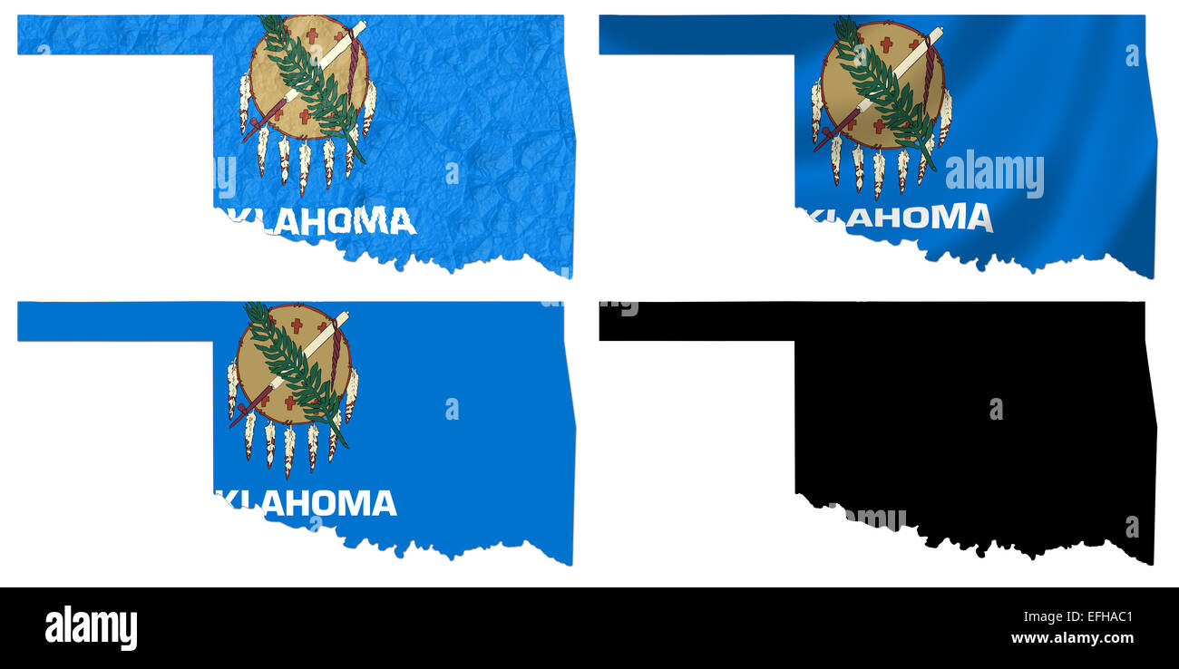 US Oklahoma state flag over map Stock Photo - Alamy