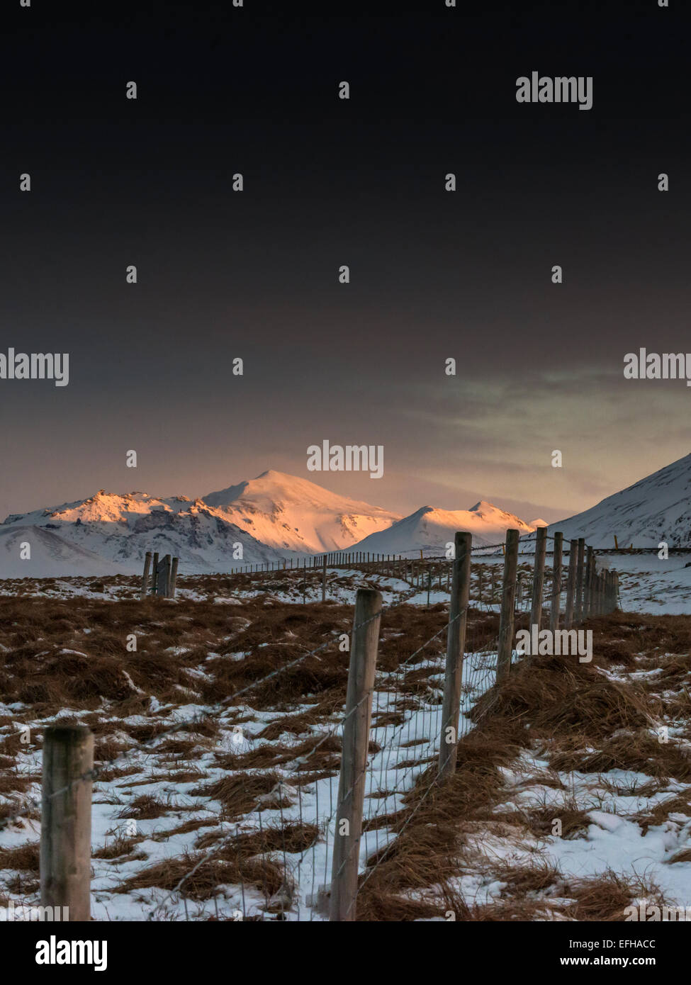 Icelandic Sunset, at Bjarnarhafnarfjall, Western Iceland Stock Photo ...