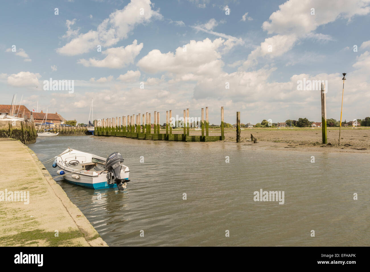 Bosham Quay at low tide on a warm summers afternoon, Bosham, West ...