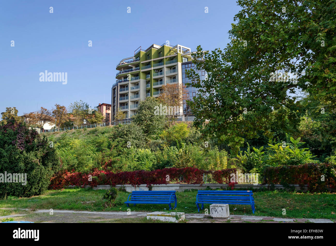 Riverside park in Ruse town along river Danube, Bulgaria Stock Photo ...