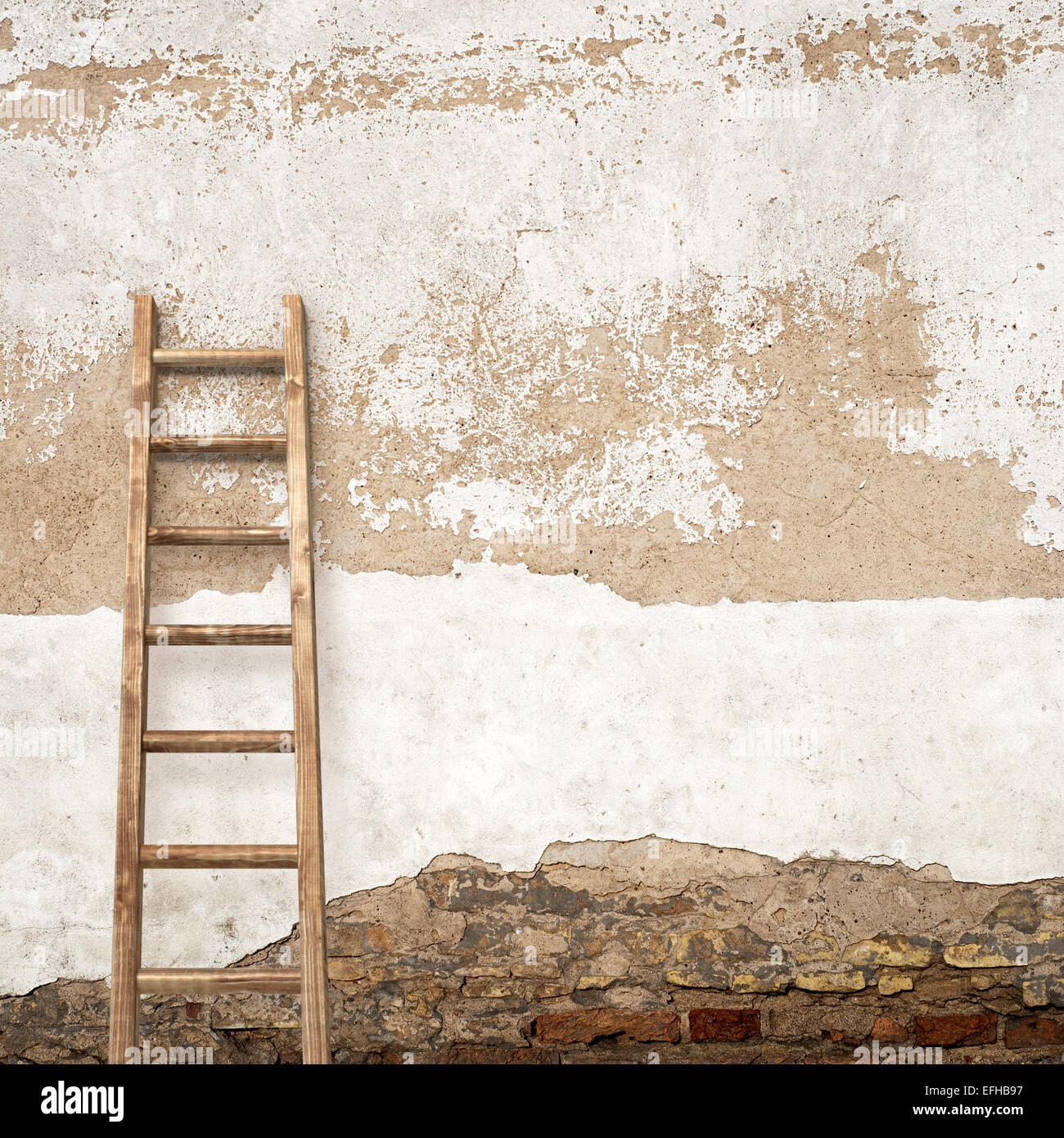 stucco wall with wooden ladder Stock Photo - Alamy