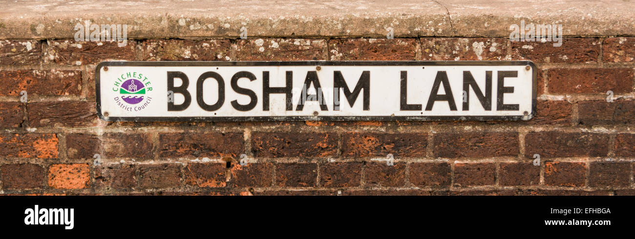 Bosham Lane - street / road name Stock Photo - Alamy