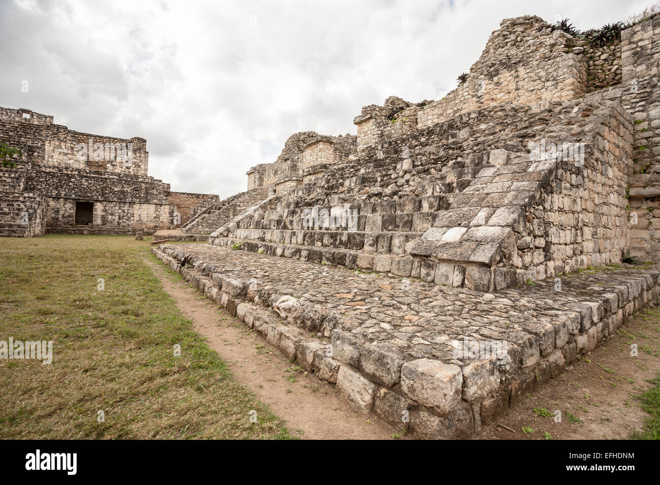 Stairs of The Twins at Ek' Balam. Matching temples top these two sets ...
