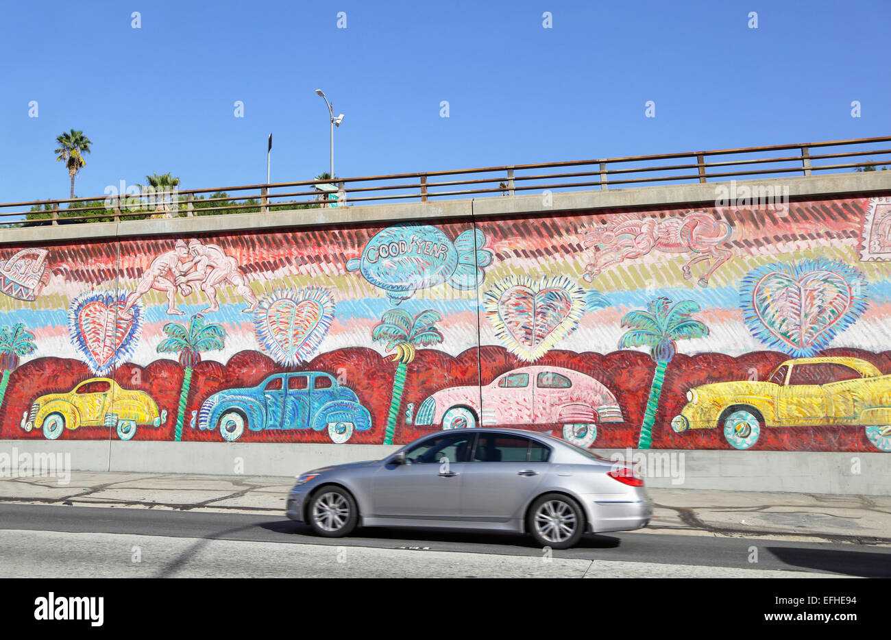 Frank Romero's historic mural "Going to the Olympics", US 101 freeway ...