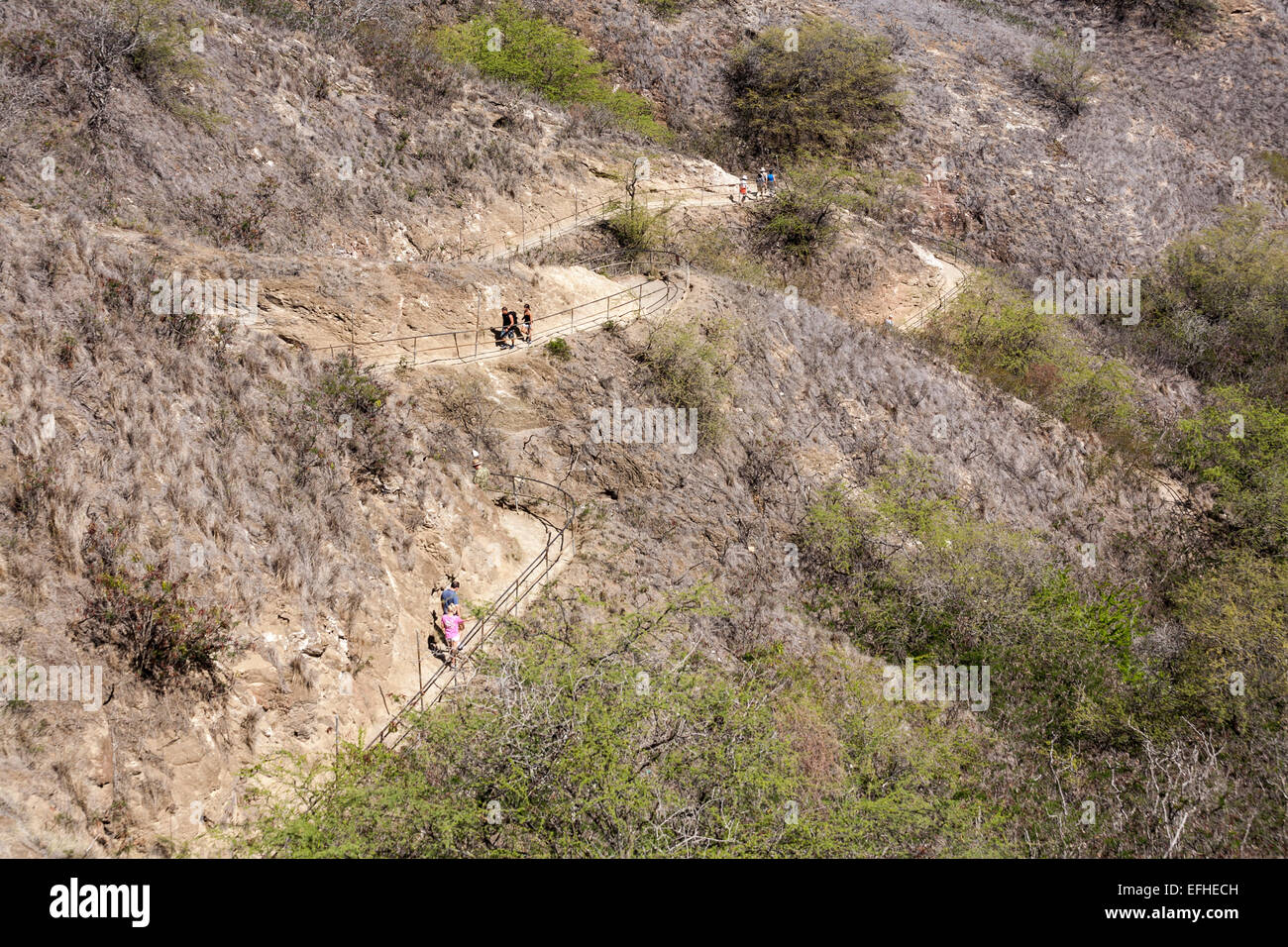 The Long Dry Walk to the Top. Hikers trek up and down the narrow ...