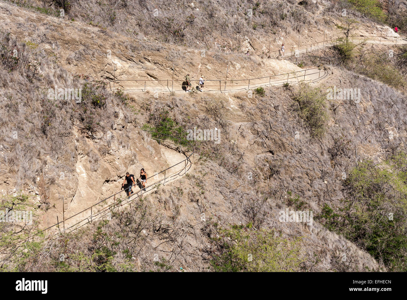 The Long Dry Walk to the Top. Hikers trek up and down the narrow ...