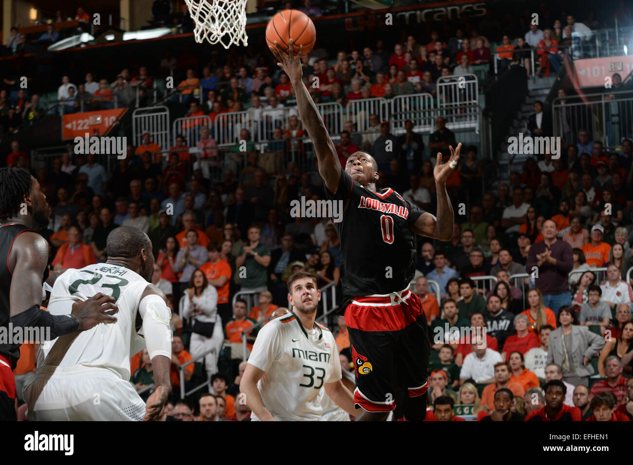 Coral Gables, Florida, USA. 3rd Feb, 2015. Terry Rozier #0 of ...